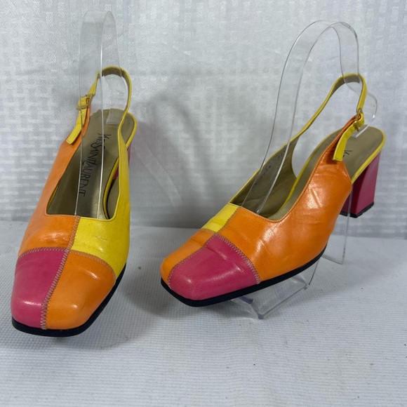 Yves Saint Laurent | Shoes | Vintage Ysl Colorblock Leather Slingback ...